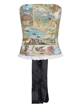 OLYMPIAH Corsage mit Landkarten-Print - Nude