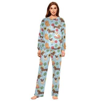 Alaza Ensemble de pyjama 2 pièces en polaire pour femme, motif floral, vêtements de détente à manches longues, vêtements de nuit thermiques, super doux, tai