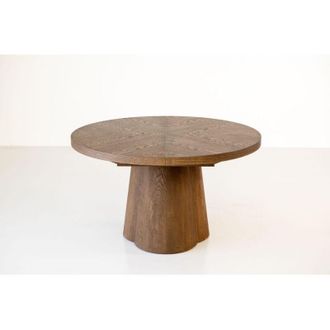 BOBOCHIC Bobochic - Table &agrave; manger ronde extensible 130-180 cm - Placage ch&ecirc;ne massif - Pied nuage - Jusqu&agrave; 8 couverts - Finition huil&eacute;e