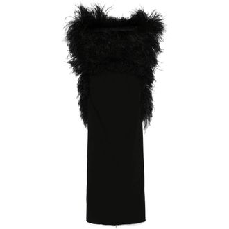 Sportmax Kleid mit Federbesatz in Schwarz - - Dresses - Damen - Schwarzk - XS