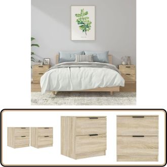 vidaXL Nachttische 2 Stk. Sonoma-Eiche Holzwerkstoff - Nachttische - Wohnzimmer Dekoration - Holzwerkstoffe Möbel - Sideboard - Kommode