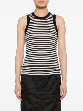 Saint Laurent &Auml;rmelloses gestreiftes Top aus Baumwollmischung mit YSL-Monogramm