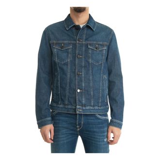 Jacob Cohen Homme, Vestes, Bleu, Taille: L Veste Harrington en denim avec fermeture boutonnée