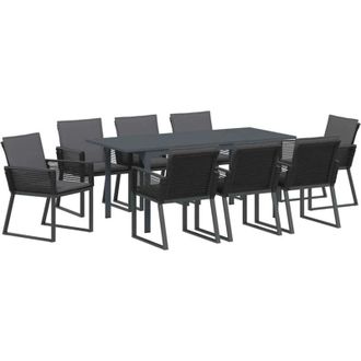 vidaXL Garten Essgruppe 9 pcs Anthrazit Stahl und Poly-Rattan Vidaxl
