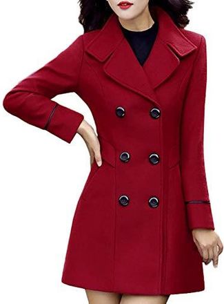 Generic AMDOLE Manteau Cape Grande Taille Mode Laine Travail Double Manteau Bureau Femmes &Eacute;l&eacute;gantes Manches Longues Veste Manteau Femme Manteau De Pluie Long