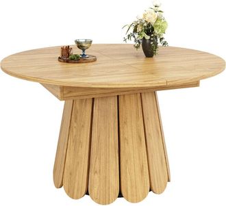 Liberte Libert&eacute; - Table &agrave; manger extensible ronde 118-158x118x76cm Table &agrave; manger bois 6 personnes avec rangement pour salon salle &agrave; manger