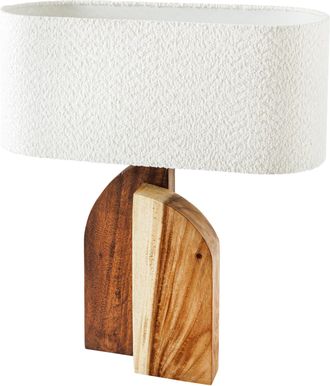 Invicta Interior Massive Tischlampe Lovers - 60cm - Natur wei&szlig; - Lampe aus Regenbaumholz mit Stoffschirm