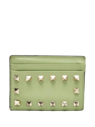 Valentino Garavani porte-cartes en cuir à ornements Rockstud - Vert