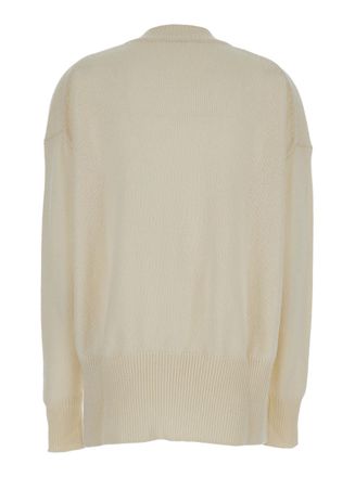 Jil Sander Womens Beige Ribbed Cashmere Pullover Tops Top