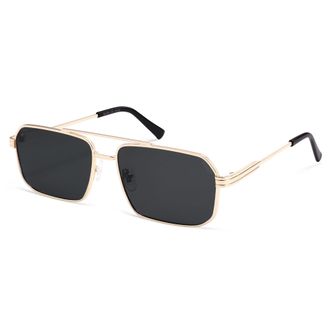 Sojos Retro Gro&szlig; Rechteckige Sonnenbrille Herren Damen Vintage Quadratisch Polarisierte Metall UV400 Schutz Brille outdoor f&uuml;r Fahren Angeln Reisen SJ1246