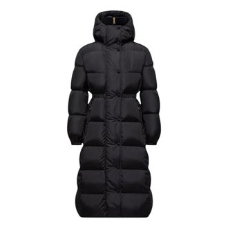 Moncler Femme, Manteaux, Noir, Taille: 40 FR Chamer Veste Longue en Duvet &agrave; Capuche et Bordure en Laine