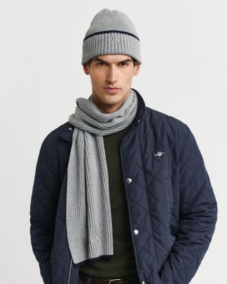GANT Herren Essential Beanie und Schal im Geschenkset (ONE SIZE) Grau MELANGE