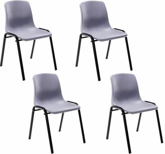 Clp Lot de 4 chaises empilables Nowra avec assise en plastique et Pieds en m&eacute;tal noir mat Gris