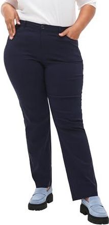 Zizzi Pantalon uni de grandes tailles pour femme avec coupe régulière, Bleu nuit, 52 grande taille