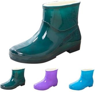 Generic Wellington Bottes de pluie courtes pour femme, l&eacute;g&egrave;res et imperm&eacute;ables, antid&eacute;rapantes, bottines Chelsea &eacute;l&eacute;gantes &agrave; talon moyen avec semelles confort