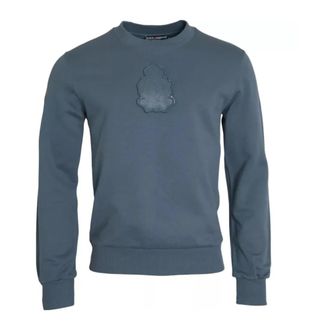 Dolce & Gabbana Blauer Baumwoll-Logo-Crew-Neck-Pullover - - Sweatshirts & Hoodies - Herren - Blau - XL