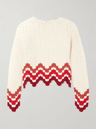 Escvdo Safi Verk&uuml;rztes Oberteil Aus Geh&auml;kelter Baumwolle Mit Wellenkanten - Rot