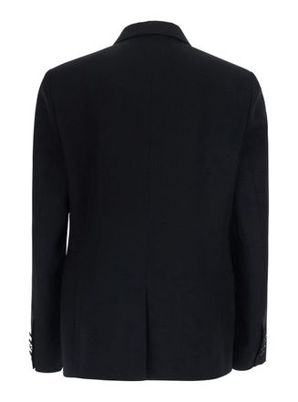 Balenciaga Mens Double-Breasted Wool Jacket, Black Blazers