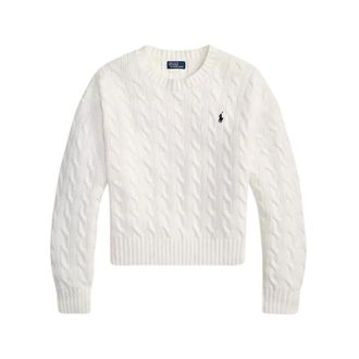 Polo Ralph Lauren Femme, Pulls, Blanc, Taille: 42 FR Pull en maille torsad&eacute;e