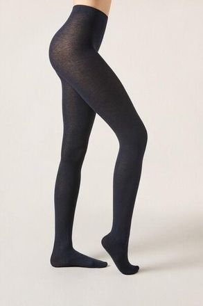 Calzedonia Blickdichte Strumpfhose Matt Mit Kaschmir Und Modal Blau