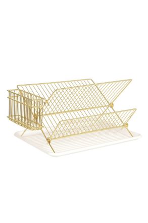 Present Time Geschirrabtropfkorb, Gold, Metall, 30x24x37 cm, Abtropfschale, Bestecksammler, Kochen, K&uuml;chenhelfer, Sonstige K&uuml;chenhelfer