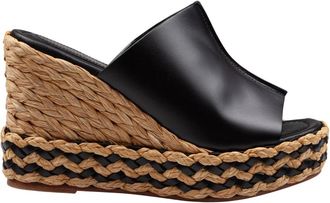 Paloma Barcel&oacute; Femme, Chaussures, Noir, Taille: 36 EU Sandale Compens&eacute;e en Rafia et Cuir