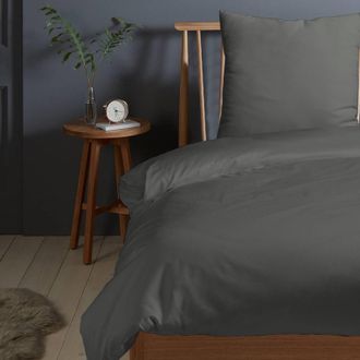 Pizuna 400 Fadenzahl aus Baumwolle Bettw&auml;sche Dunkel Grau, 100% Langstaple Baumwolle Bettbezug und Kissenbezug, 100% Baumwolle Mako Satin 2-Teilig Bettw&auml;sche