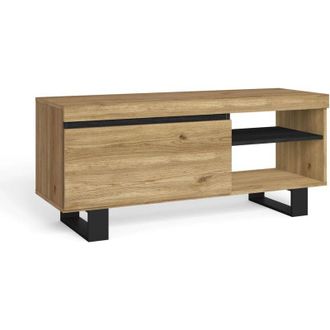 Skraut Home Skraut Home - TV-M&ouml;bel Mod.Natural Eiche/Schwarz, 1 T&uuml;r und 2 Wohnungen, Wohnzimmer, 120x40x53cm
