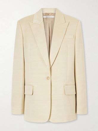 Another Tomorrow Oversized Twill Blazer - Neutrals