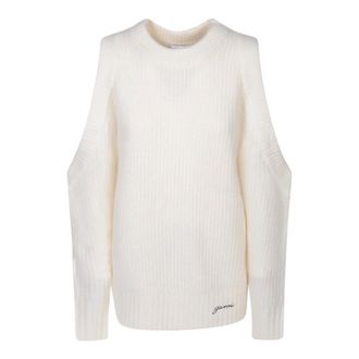 Ganni Femme, Pulls, Blanc, Taille: 40 FR Pull Chunky &agrave; &eacute;paules d&eacute;nud&eacute;es