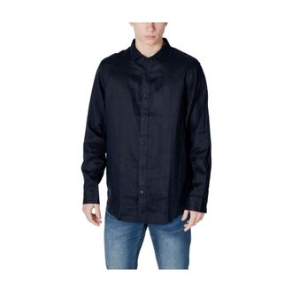 A|X Armani Exchange Homme, Chemises, Bleu, Taille: 2XL Chemise habillée en lin