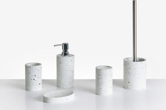 Beliani Badaccessoires Set 5-teilig Kunstharz wei&szlig; Terrazzo Optik Badausstattung Perene