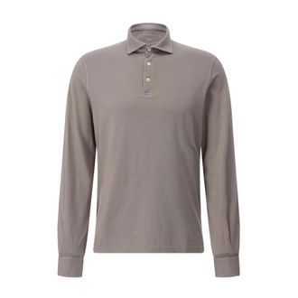 Fedeli Polo-Shirt aus Baumwolle mit langen &Auml;rmeln - - Tops - Herren - Braun - S