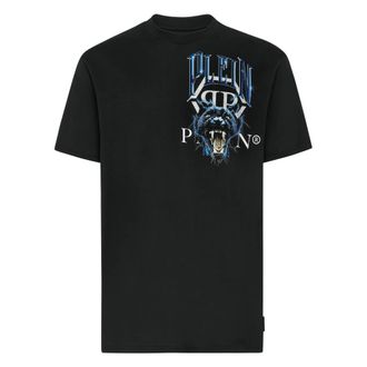 Philipp Plein Homme, Tops, Noir, Taille: 3XL T-Shirt Col Rond
