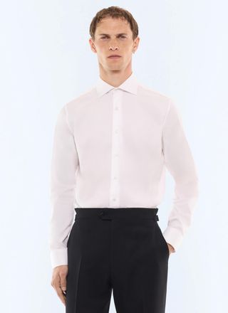 Fursac Chemise ajust&eacute;e en twill de coton - Taille 38 - Homme