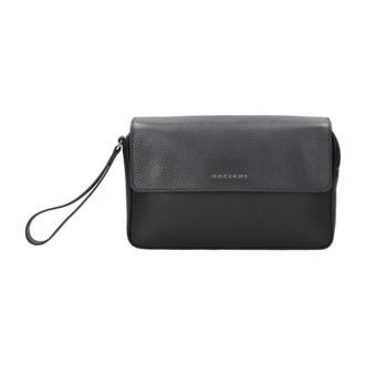 Orciani Homme, Sacs, Noir, Taille: ONE Size Pochette en cuir noir avec dragonne