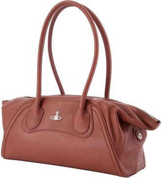 Vivienne Westwood Womens Shirley Small Handbag - Vivienne Westwood Leather Brown Calfskin Bags Handbags-Purses