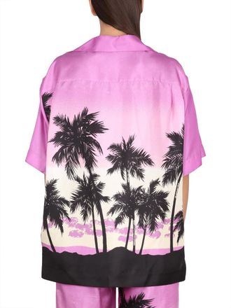Palm Angels Sunset Print Silk Shirt - Purple