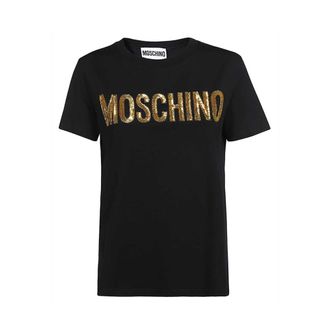 Moschino Femme, Tops, Noir, Taille: 38 FR T-shirts Polos Noirs pour Femmes