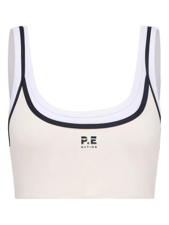 P.E Nation haut crop à bande logo - Blanc