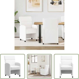 vidaXL K&uuml;chenst&uuml;hle - Esszimmerst&uuml;hle mit Rollen 2 pcs Wei&szlig; 58 x 65 x 98 cm