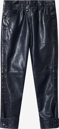 Isabel Marant Pantalon Rolinda En Cuir - Femme - Bleu Fonc&eacute; Marine - Taille34 - Isabel Marant