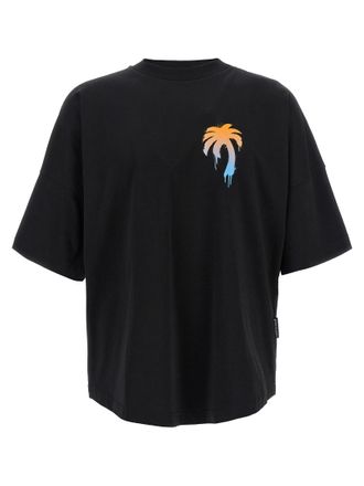 Palm Angels Logo-Print Cotton T-Shirt - Black