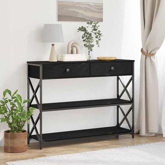 vidaXL Table Console avec tiroir Ch&ecirc;ne noir 100 x 28 x 75 cm Vidaxl