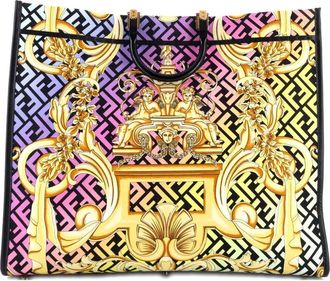 Versace x Fendi Fendace Sunshine Shopper Printed Zucca Jacquard Large tote bag - Multicolore