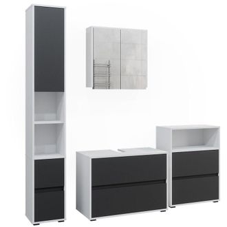 Vicco Badm&ouml;bel-Set Maltin, Wei&szlig;/Anthrazit, 4 Teile
