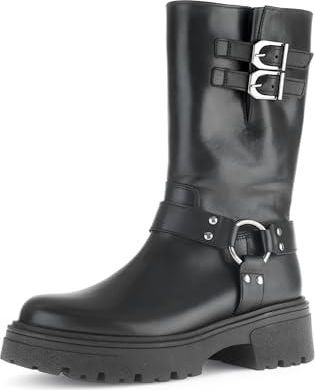 Gabor Bottines de motard pour femme, meilleur ajustement, doublure chaude, Noir 27., 41 EU