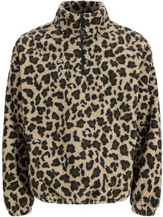 Jack & Jones Jorcheetah Teddy Hn T25 Sweat-Shirt &agrave; Demi-Fermeture &Eacute;clair pour Homme, Castor Gray, XXL