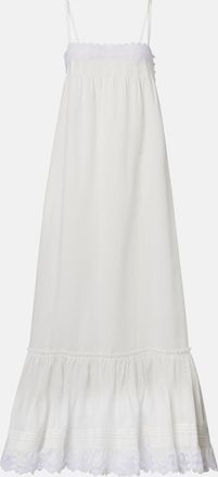 Saint Laurent Robe longue en coton &agrave; broderie