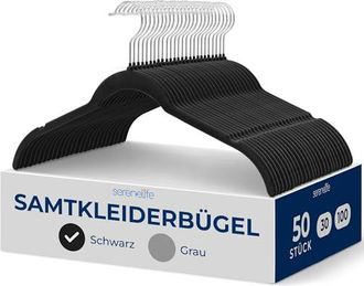 SereneLife Kleiderb&uuml;gel Samt, Kleiderb&uuml;gel Platzsparend, Hangers Clothes 50 St&uuml;ck, Hemdenb&uuml;gel mit 360&deg; drehbaren Haken, 0.6cm Dick & 44cm Lang, Samtb&uuml;gel f&uuml;r T-